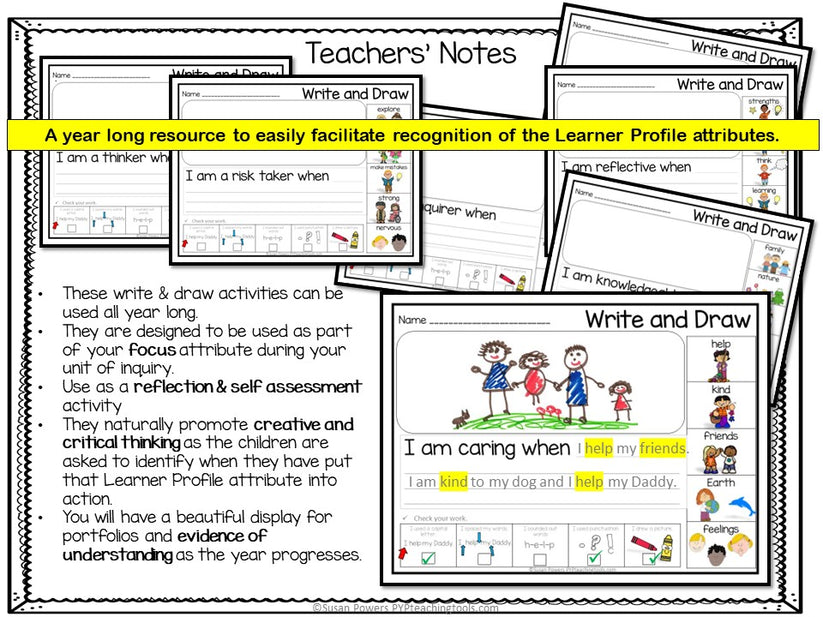 IB PYP Early Years Learner Profile Write & Draw – PYP TEACHING TOOLS