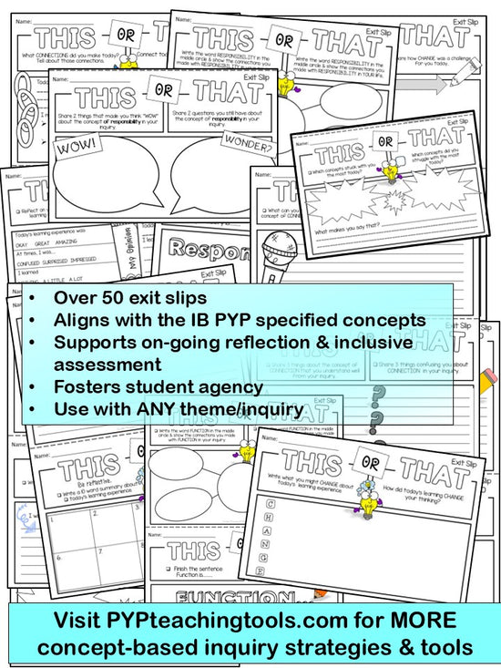 Assessment IB PYP Concepts - This or That Exit Slips – PYP TEACHING TOOLS